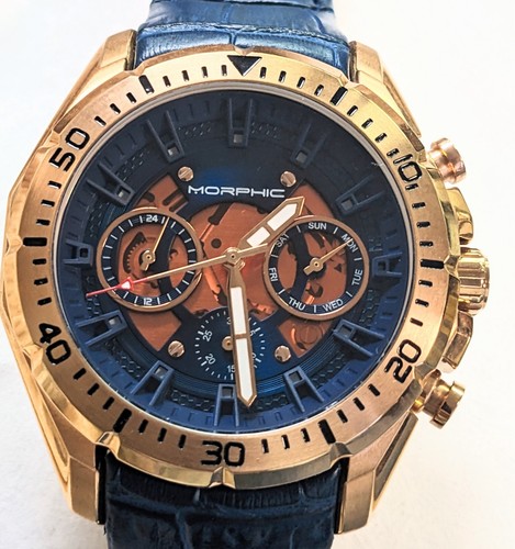 Morphic Watch Mens Skeleton Dial Day/Date/24hr subdials Full Warranty | eBay