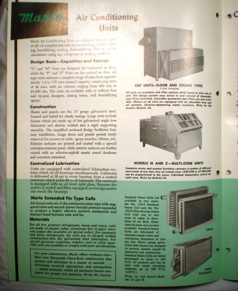 MARLO COIL Company Air Conditioning A/C Catalog ASBESTOS Mastic Heating ...