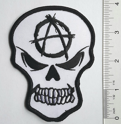 ANARCHY Skull EMBROIDERED Anarchist PUNK ROCKER Cloth PATCH Sew-on EVIL ...