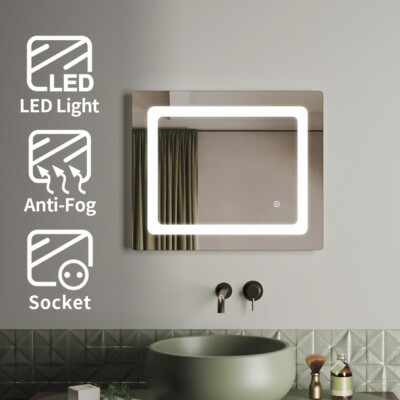 Led Bathroom Mirrors With Demister And Shaver Socket – Rispa