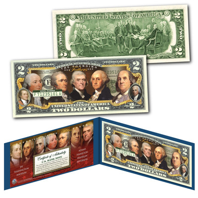 FOUNDING FATHERS OF THE UNITED STATES Colorized Obverse $2 Bill US ...
