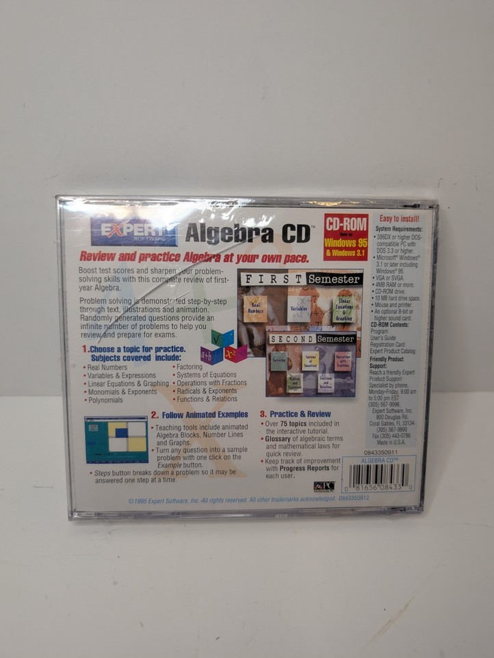 Vintage 1995 Expert Software Algebra Examples CD-ROM Jewel Case Windows ...