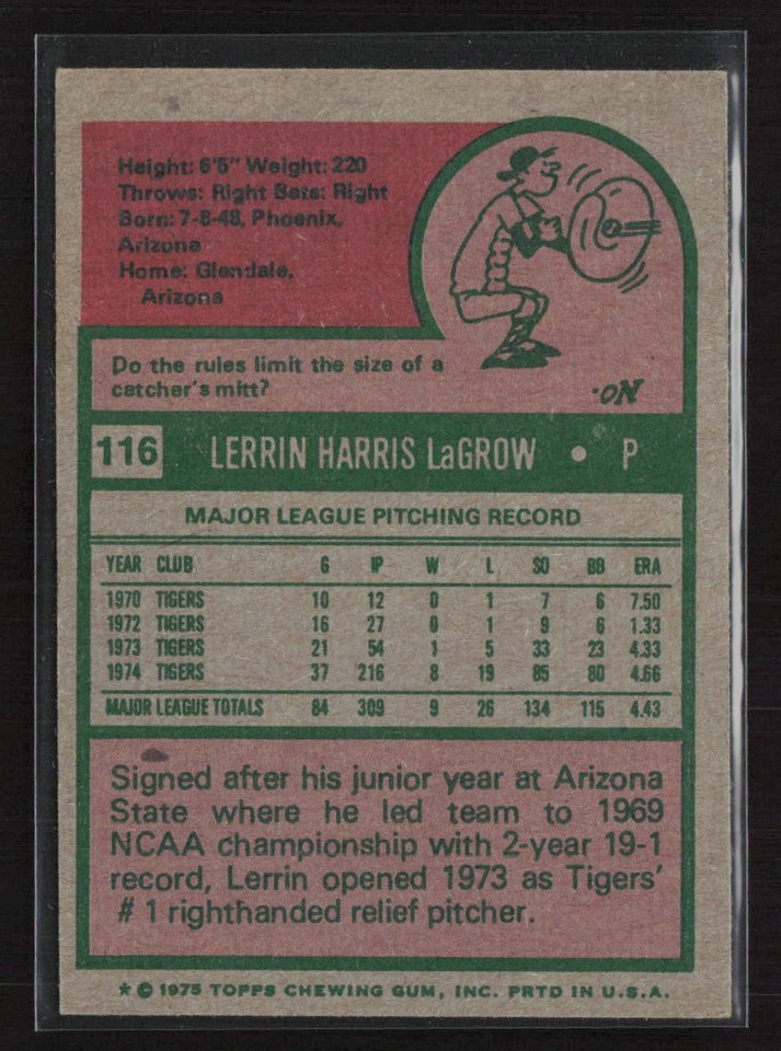 1975 Topps #116 Lerrin LaGrow - EX/EX+ Set Break! | eBay