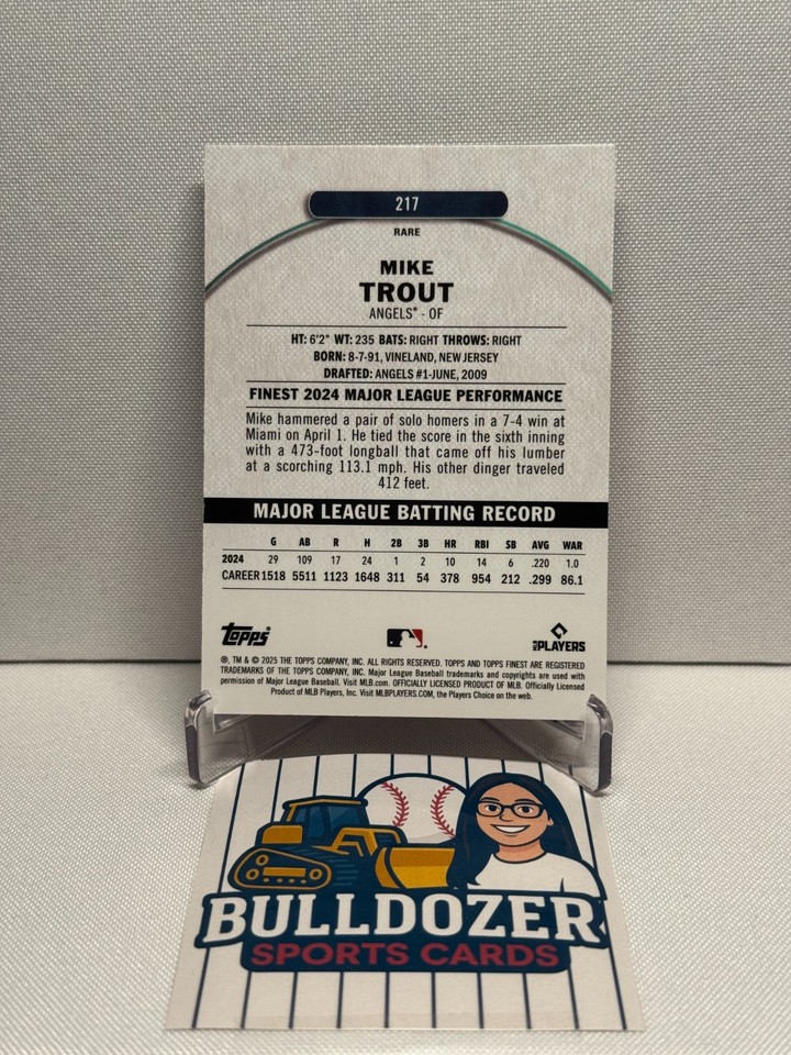 2025 Topps Finest Angels Mike Trout Rare #217 | eBay