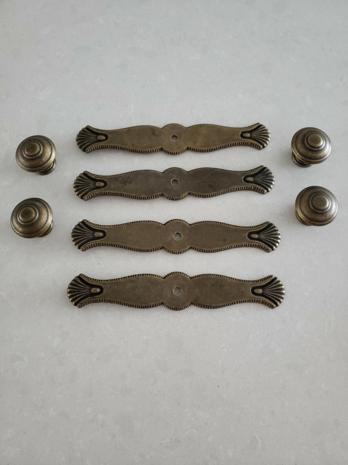 Set of 4 KBC Vintage Keller Brass Cabinet Door Knobs /Backplates 1990s ...