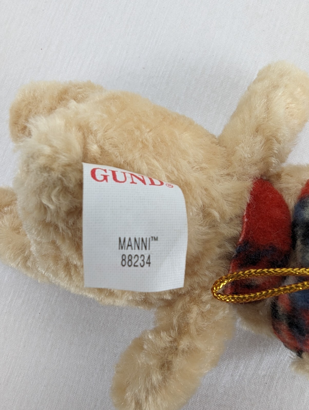 Gund Manni Miniature Teddy Bear Plush 5.5" Stuffed Animal Plaid Hat ...