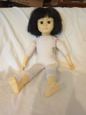 Vintage Russ doll 12" yellow skin asian doll parts plush middle sleep ...