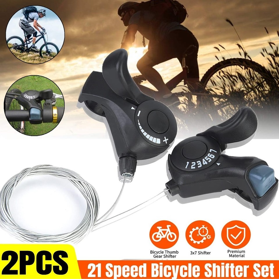 1Pair 3x7 21 Speed MTB Mountain Road Bicycle Shifter Bike Thumb Gear ...