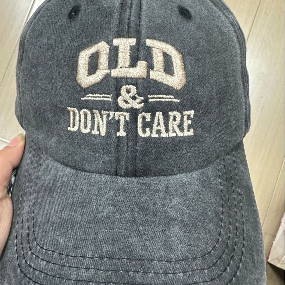 Vintage Washed Cotton Dad Hat - "OLD & DON'T CARE" 3D Embroidery ...