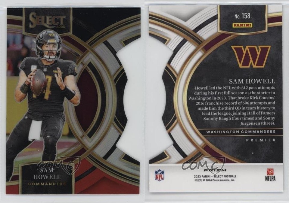 2023 Panini Select Premier Level Black & Red Prizm Die-Cut Sam Howell ...