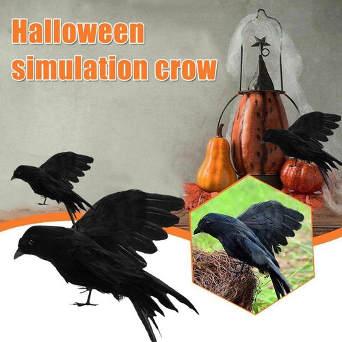 Halloween Simulation Black Crow Animal Model Artificial Decor Crow Bird ...