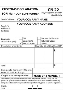 CN22 Personalised Shipping Labels - For International & Royal Mail ...