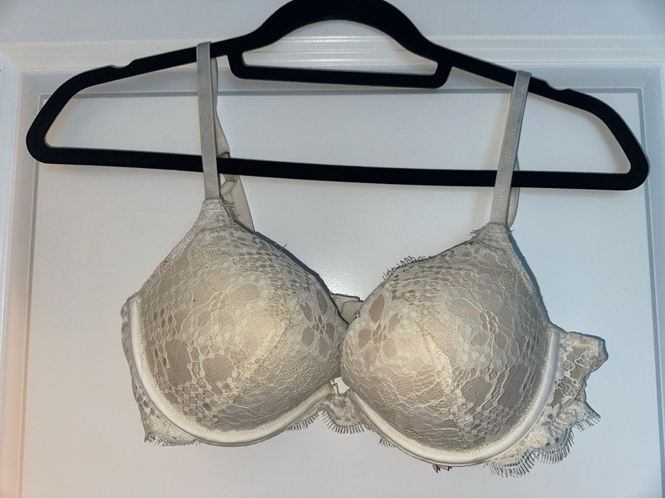Victoria’s Secret White Cream Lace Push-Up Bra Dream Angels 34C VS Pink ...