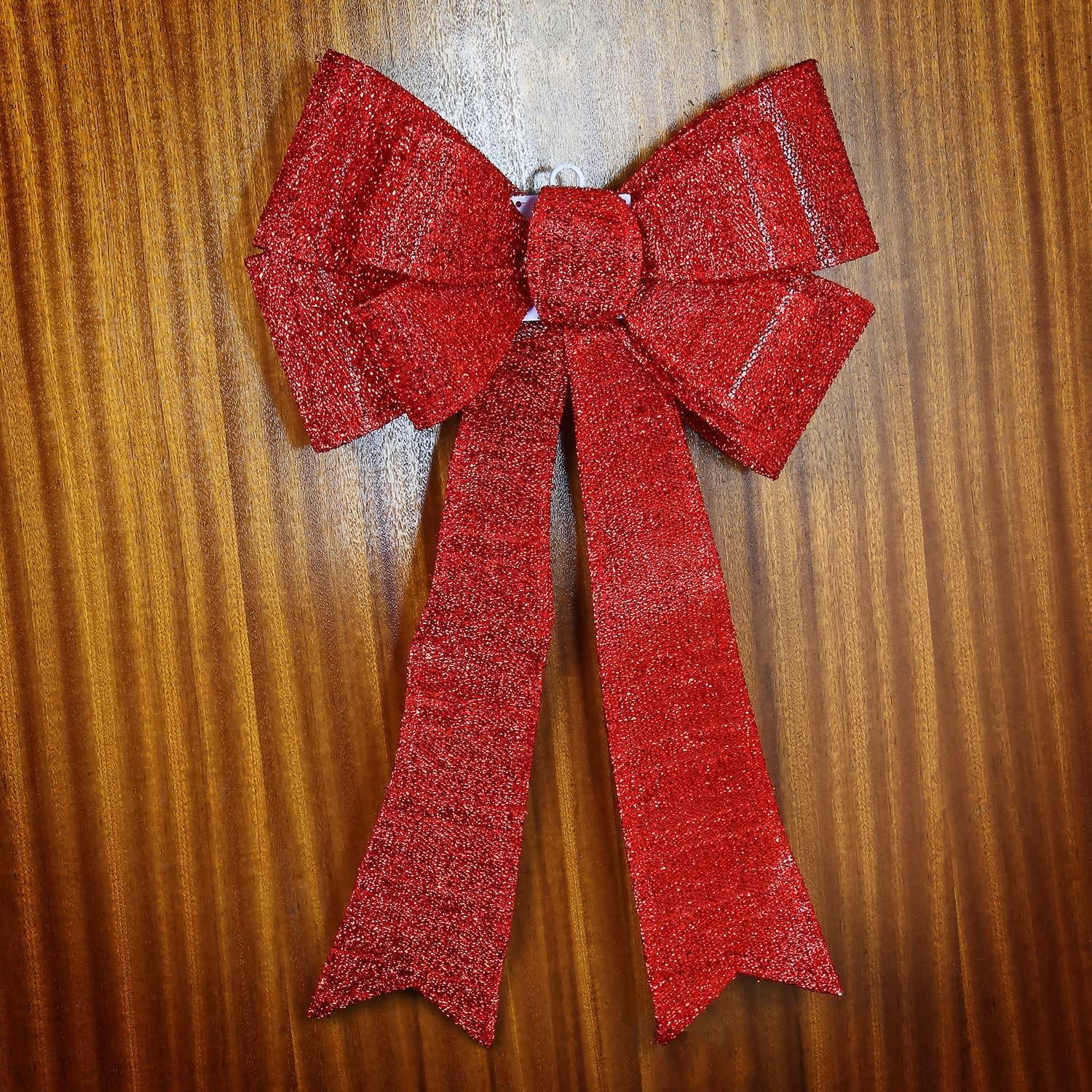 60cm LARGE LIGHT UP BOW DECORATION WITH 20 WARM LED LIGHTS DOOR TREE ...
