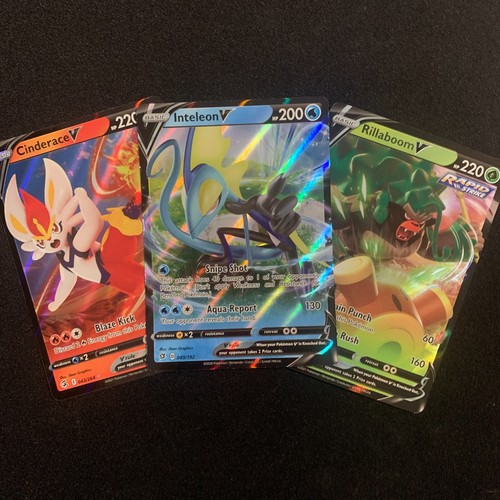 Cinderace Inteleon & Rillaboom V - Sword & Shield 3 Card Set - Pokemon ...