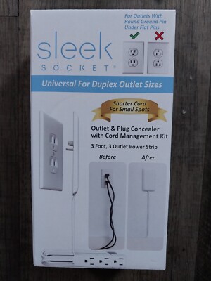 Sleek Socket 3 Ft, 3 Outlet Sizes concealer with cord management kit ...