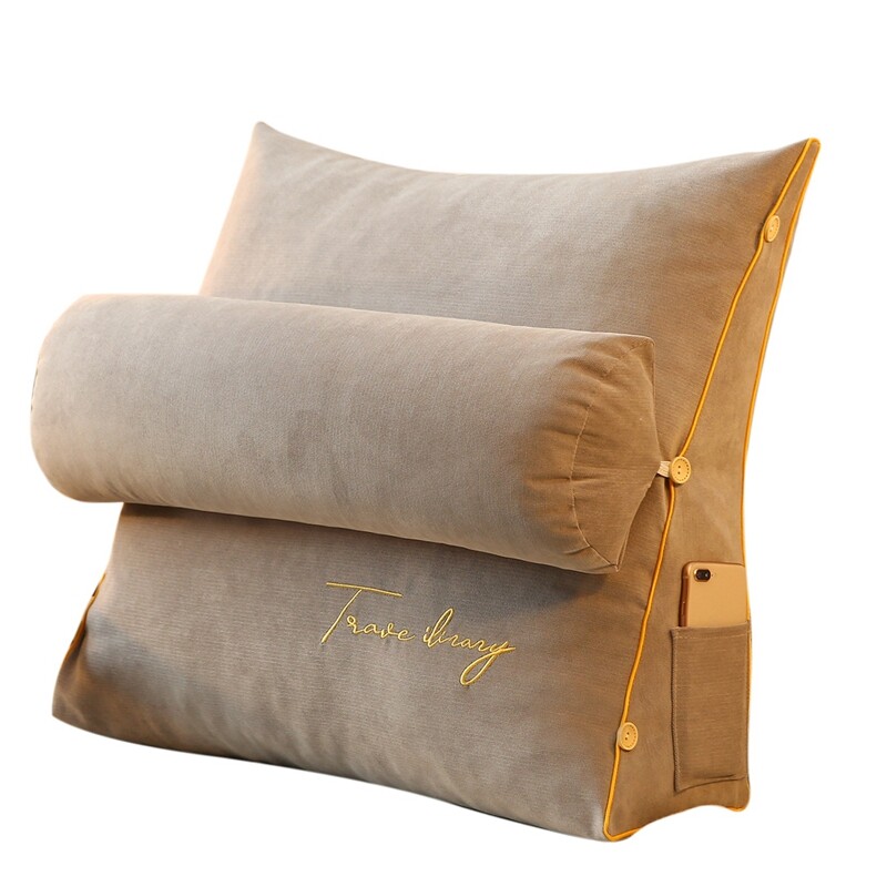 Velvet Triangle Reading Pillow Backrest Cushion Sofa Bed Wedge Pillows ...