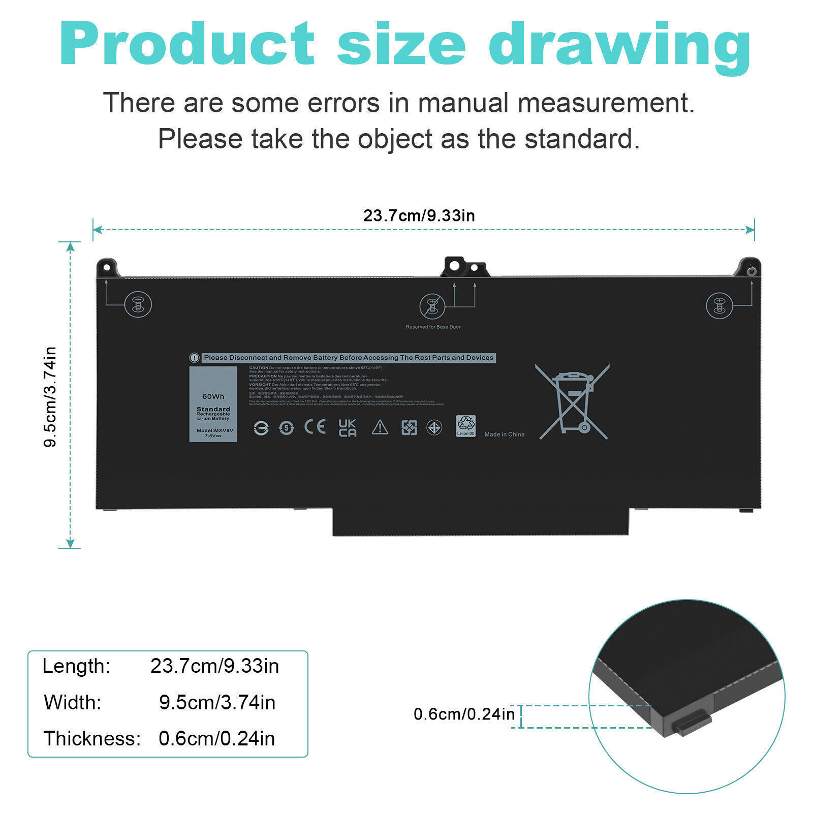 MXV9V Battery for Dell Latitude 5300 5310 7300 7400 5VC2M N2K62 0829MX ...