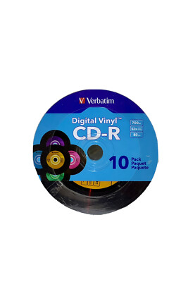 10 Pack Verbatim Digital Vinyl CD-R - 700MB 52x Speed 80 Minutes New ...