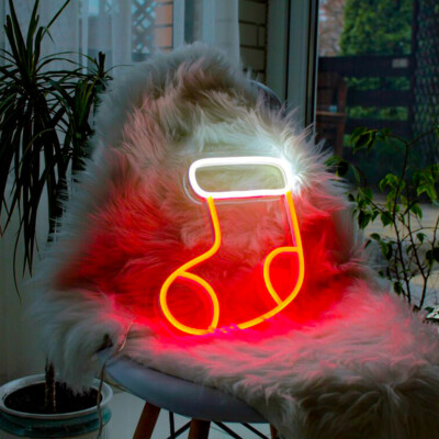 LED Christmas Stocking Neon Light Sign Dimmable Home Party Xmas Art ...