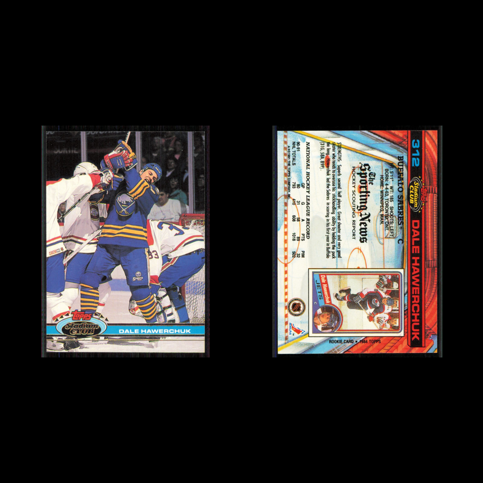 Dale Hawerchuk #312 1991 Topps Stadium Club Buffalo Sabres Hockey Card ...