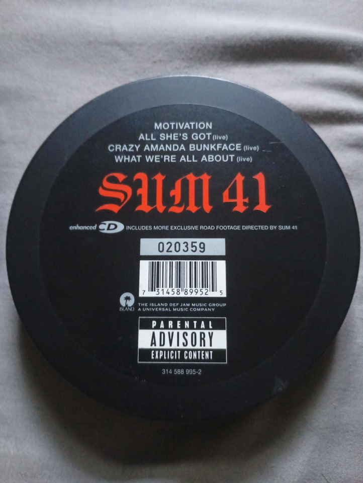 SUM 41 Motivation 3 LIVE trx & RARE VIDEO METAL TIN CAN Numbered USA CD ...