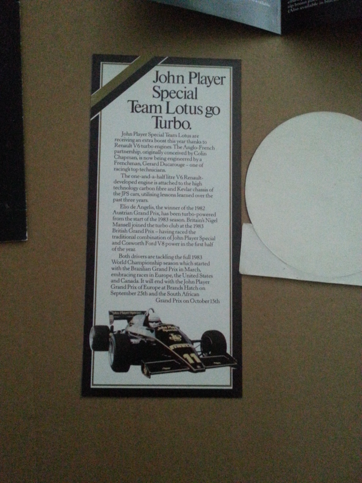 JPS LOTUS John Player Promo Pack inc Sticker F1 Formula 1 | eBay UK