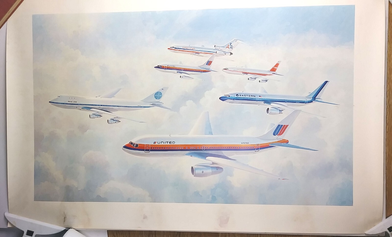 US Airlines Print 35 x 23 Undated/Unbranded Pan Am United American TWA ...