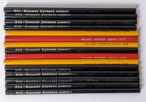 Vintage Railway Express Agency REA 15 Pencils Black Yellow Red No. 2 ...