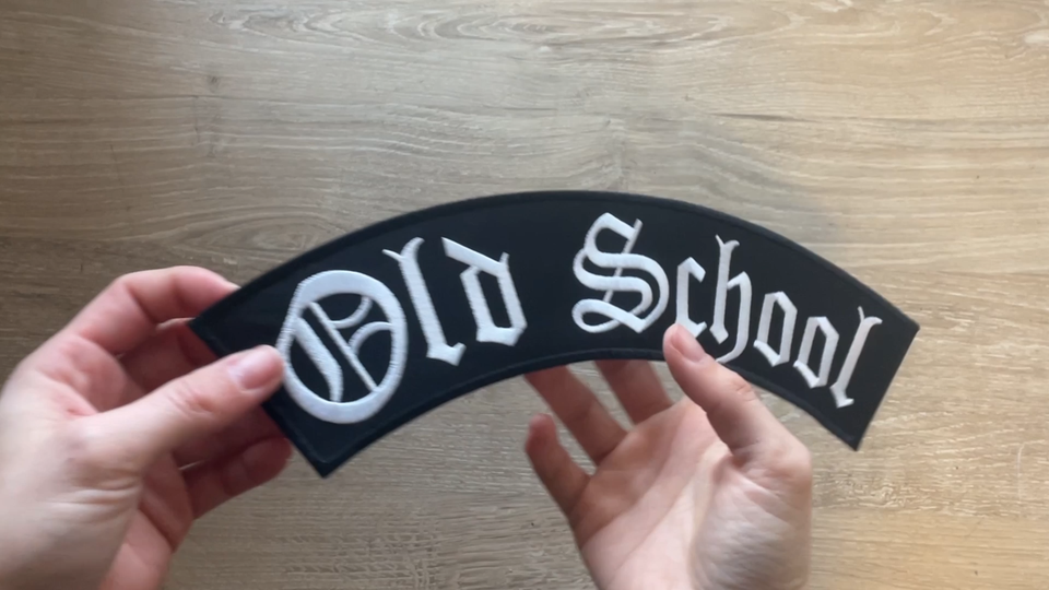 OLD SCHOOL Top Rocker Patch 12"x2.5" | Old English Embroidered Iron On ...