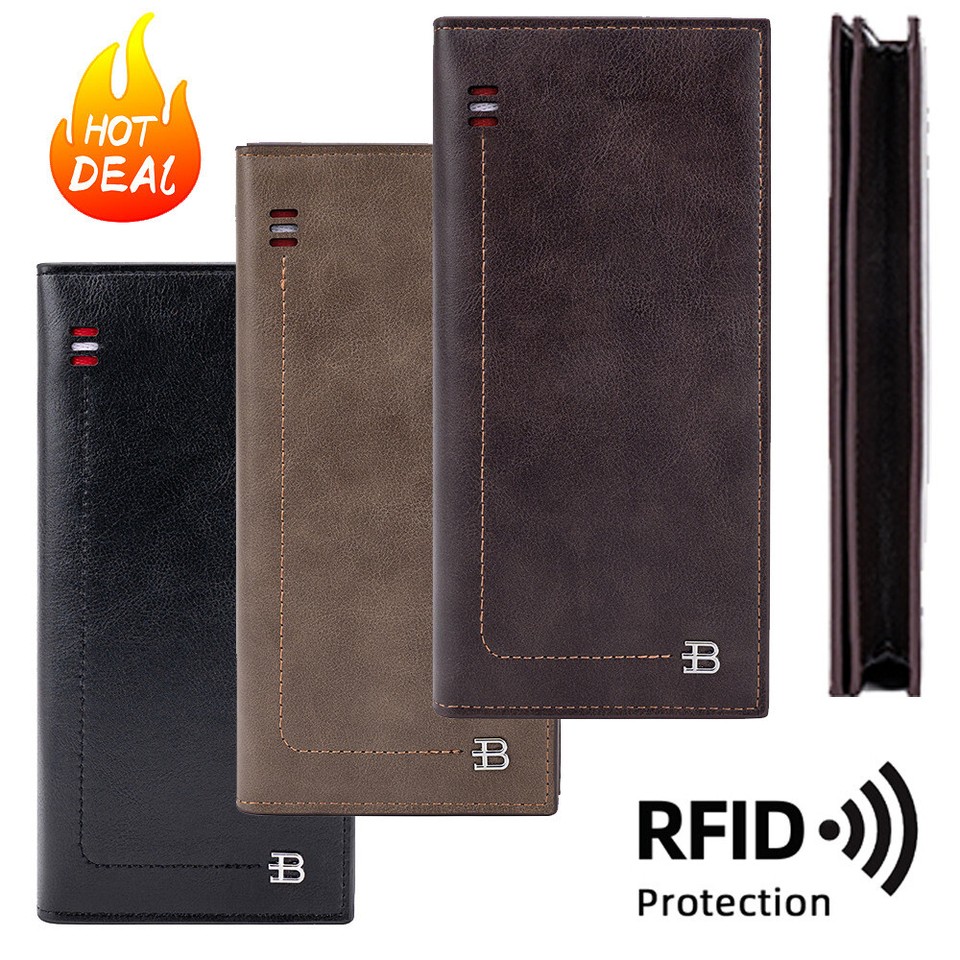 Men's Wallet Western RFID-Blocking Leather Wallet Bifold Cowboy Long ...