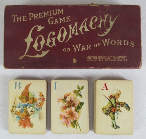 Logomachy Victorian Art Card Word Game Milton Bradley | eBay