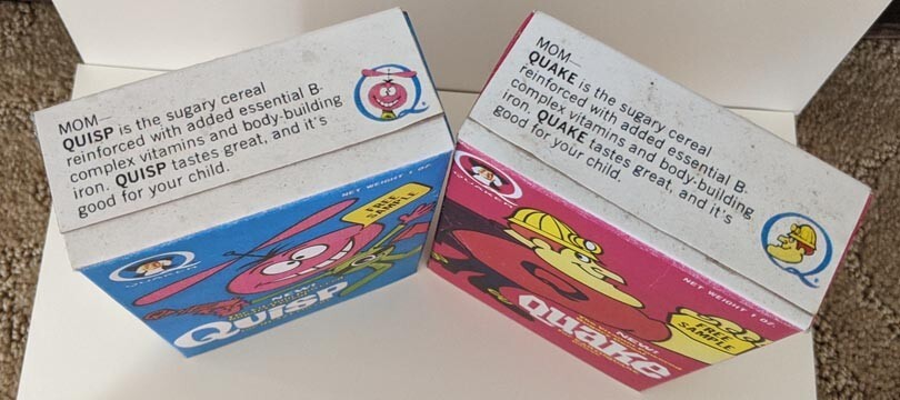 Quisp Cereal Box Quake Cereal Sample Box 1965 Reproduction also Frig ...