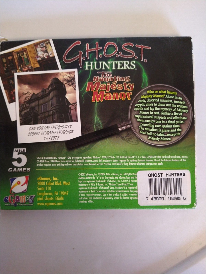 GHOST HUNTERS The Haunting of Majesty Manor PC Game 2007 Aisle 5 Games ...