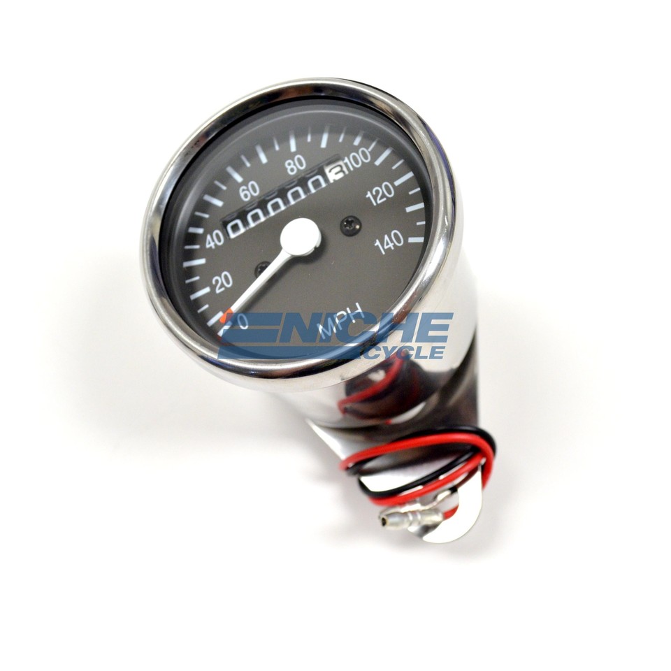 Mini Universal Motorcycle Mechanical 140 MPH Speedo Speedometer Gauge 2 ...