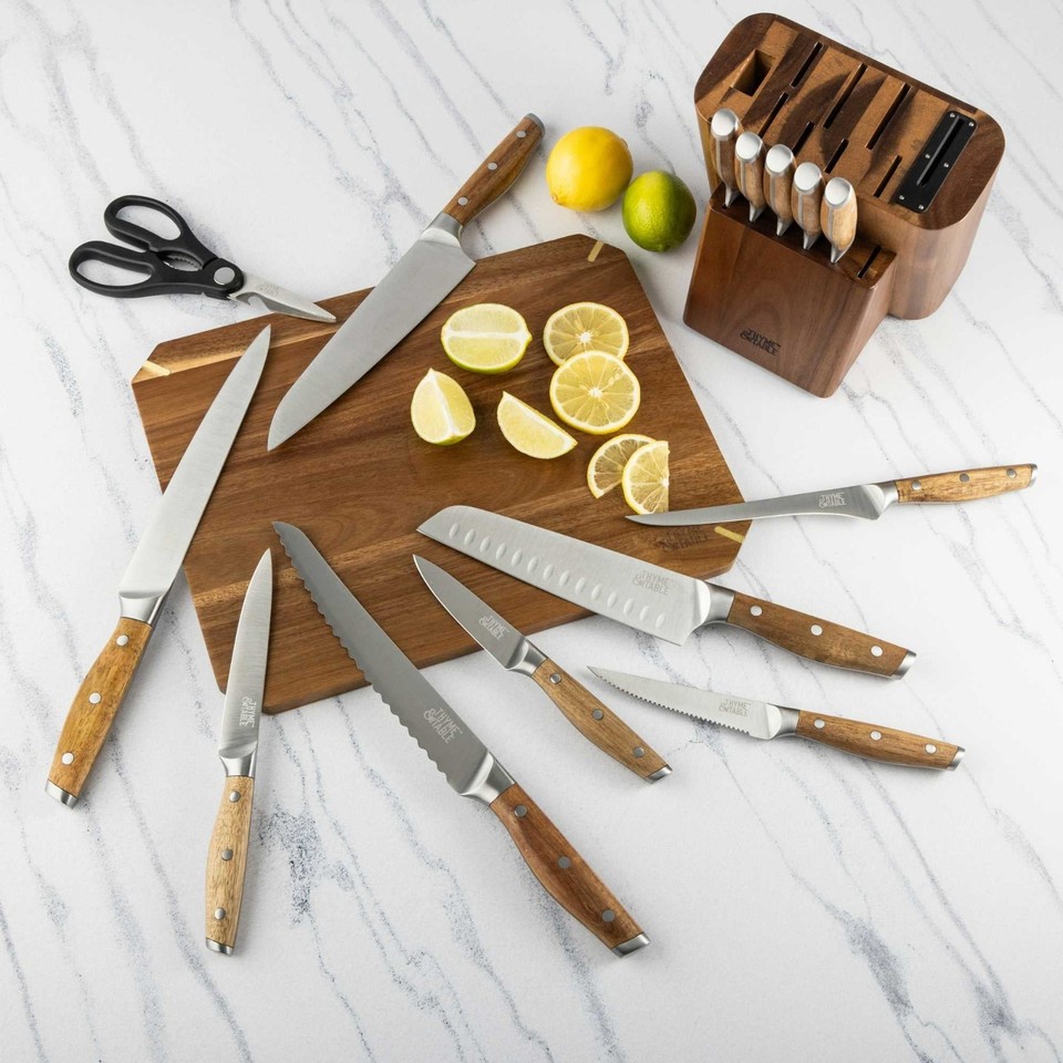 Thyme & Table 16-piece Acacia Wood Knife Block Set | eBay