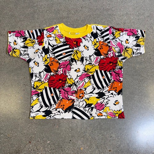 Vintage 80s Traffic Jam Wild Floral Tee Neon Pop Art Bold Print Size XL ...