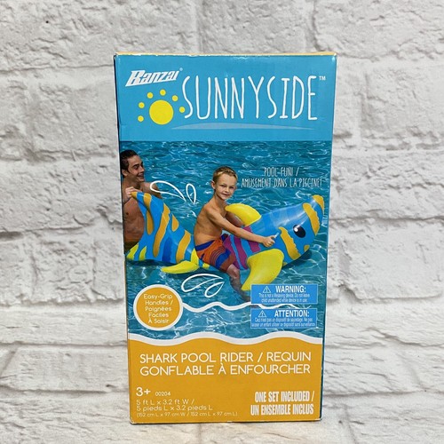 Inflatable Banzai Sunnyside Shark Rider 5ft Pool Float Ride On Toy NIB ...