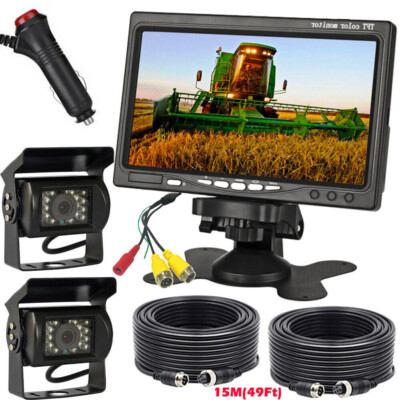 2x Heavy Duty Reverse Backup Camera 7" HD Monitor Kit for Truck Bus ...