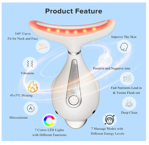 LED Light Therapy Device Electric Facial Neck Eye Lift Massage Kit Lt ...