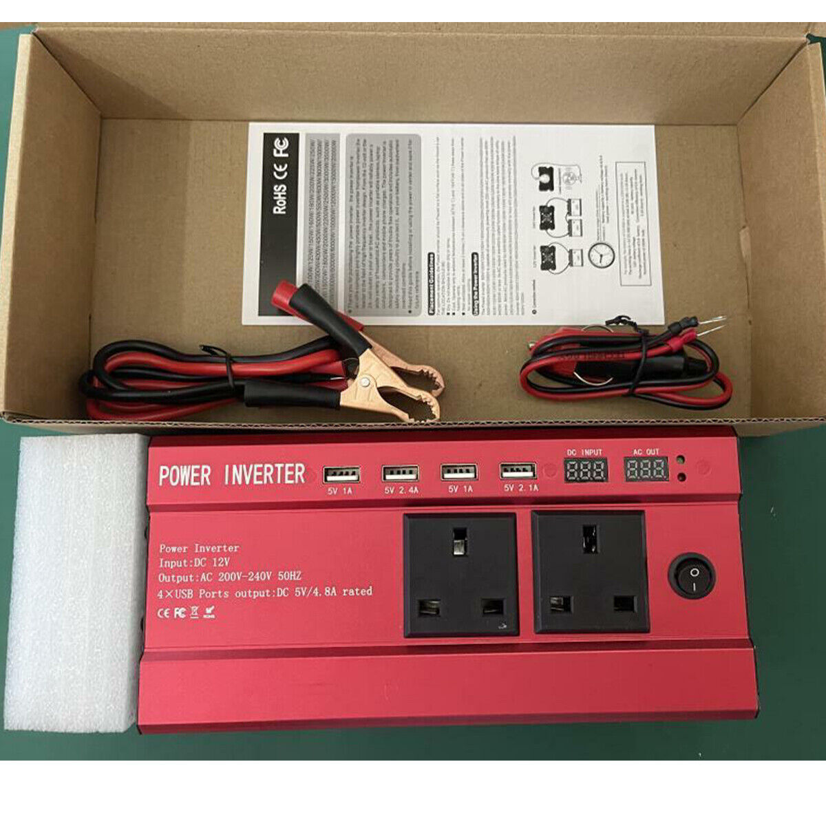 450W Converter Power Inverter DC 12V To AC 240V Invertor mit USB/UK ...