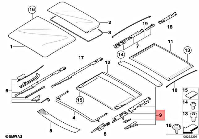 Genuine BMW Panoramic Roof Sunroof Repair Kit For Shade Front OEM ...
