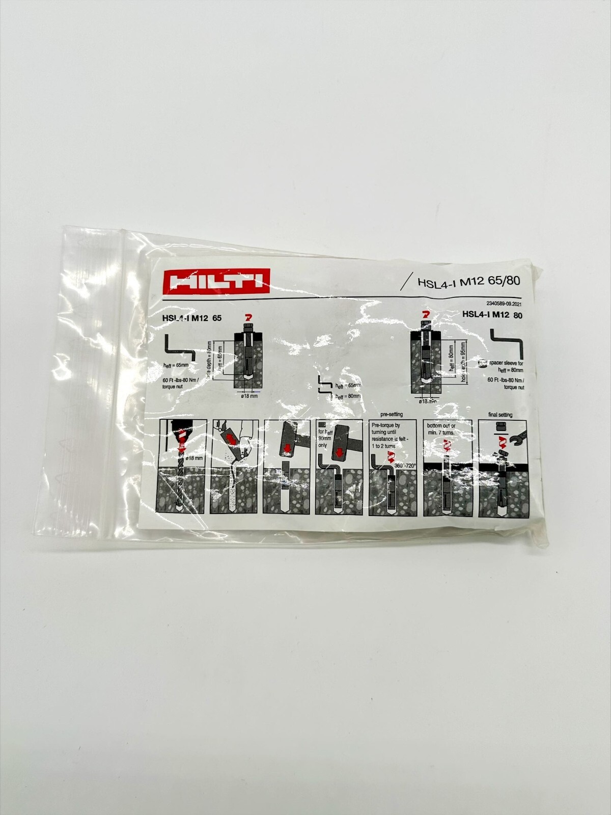 Hilti 284908 Heavy Duty Exp ANC Hsl-i M12 65/80 90r Anchor Systems for ...