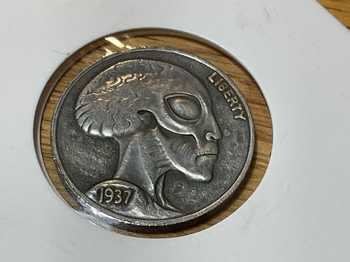1937 Buffalo hobo nickel coin alien with skeleton Buffalo reverse I | eBay