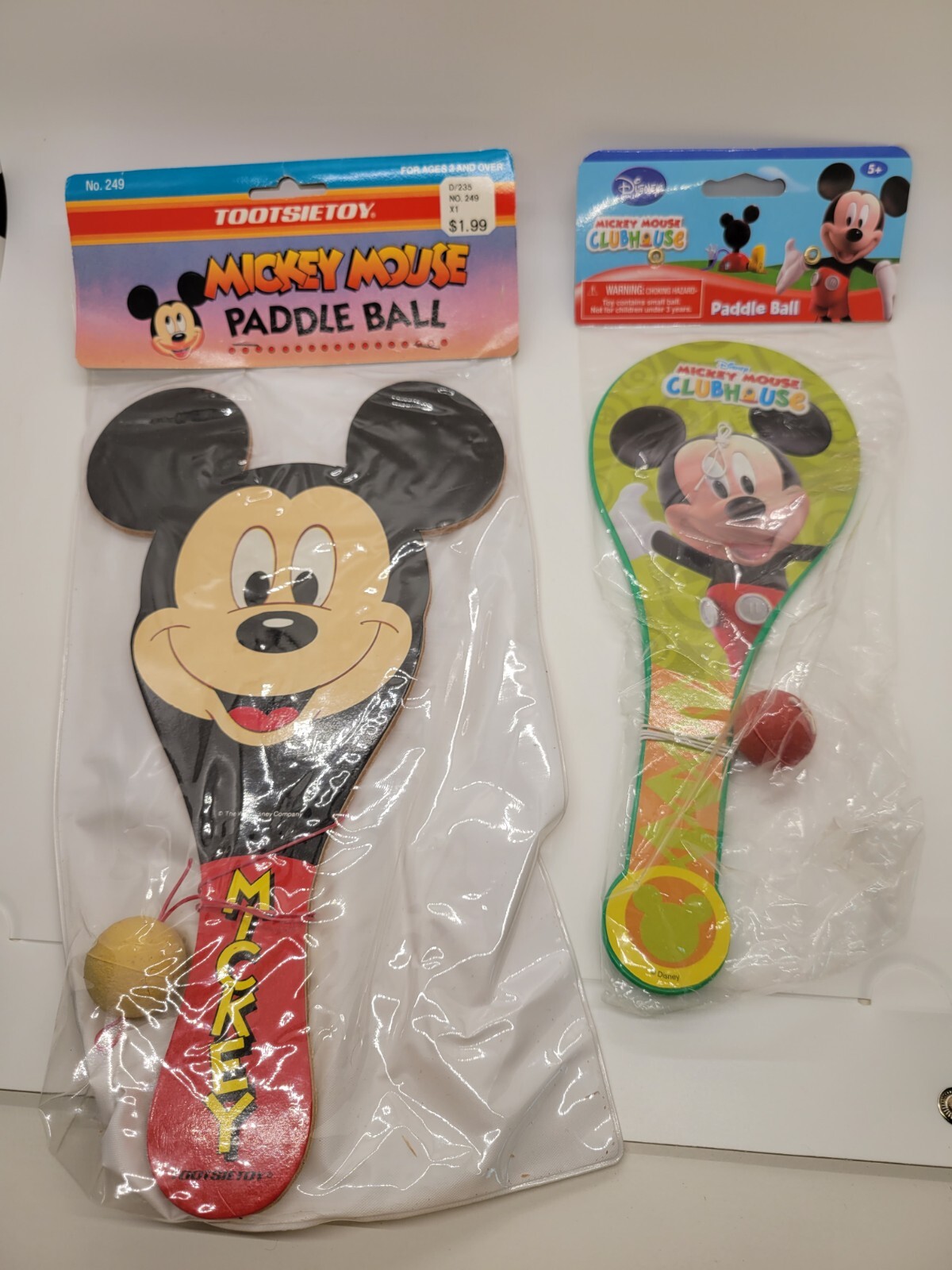 2 Vintage Mickey Mouse Disney Paddle Ball Clubhouse New in Package | eBay