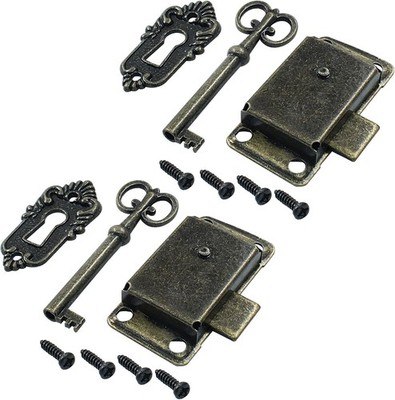 2 Sets Skeleton Key Lock Furniture Decorative Antique Bronze Cabinet ...