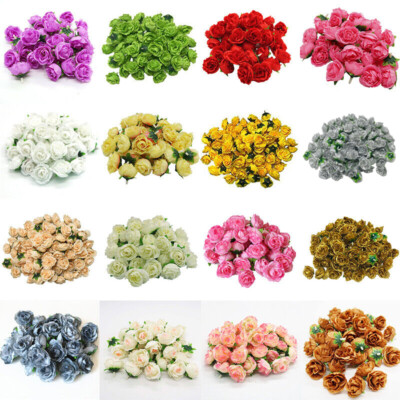 50/200X Artificial Fake Rose Flower Heads Silk Bulk Bouquet Wedding ...