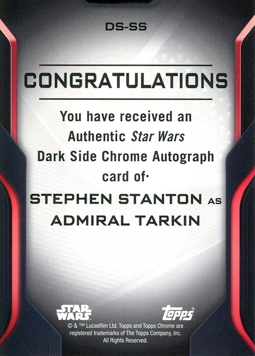 2022 TOPPS STAR WARS CHROME BLACK STEPHEN STANTON AUTOGRAPH CARD DS-SS ...