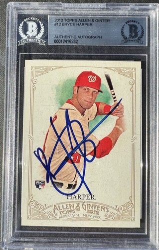2012 Allen & Ginter Signed Bryce Harper Rookie Card 12 RC Auto Beckett ...