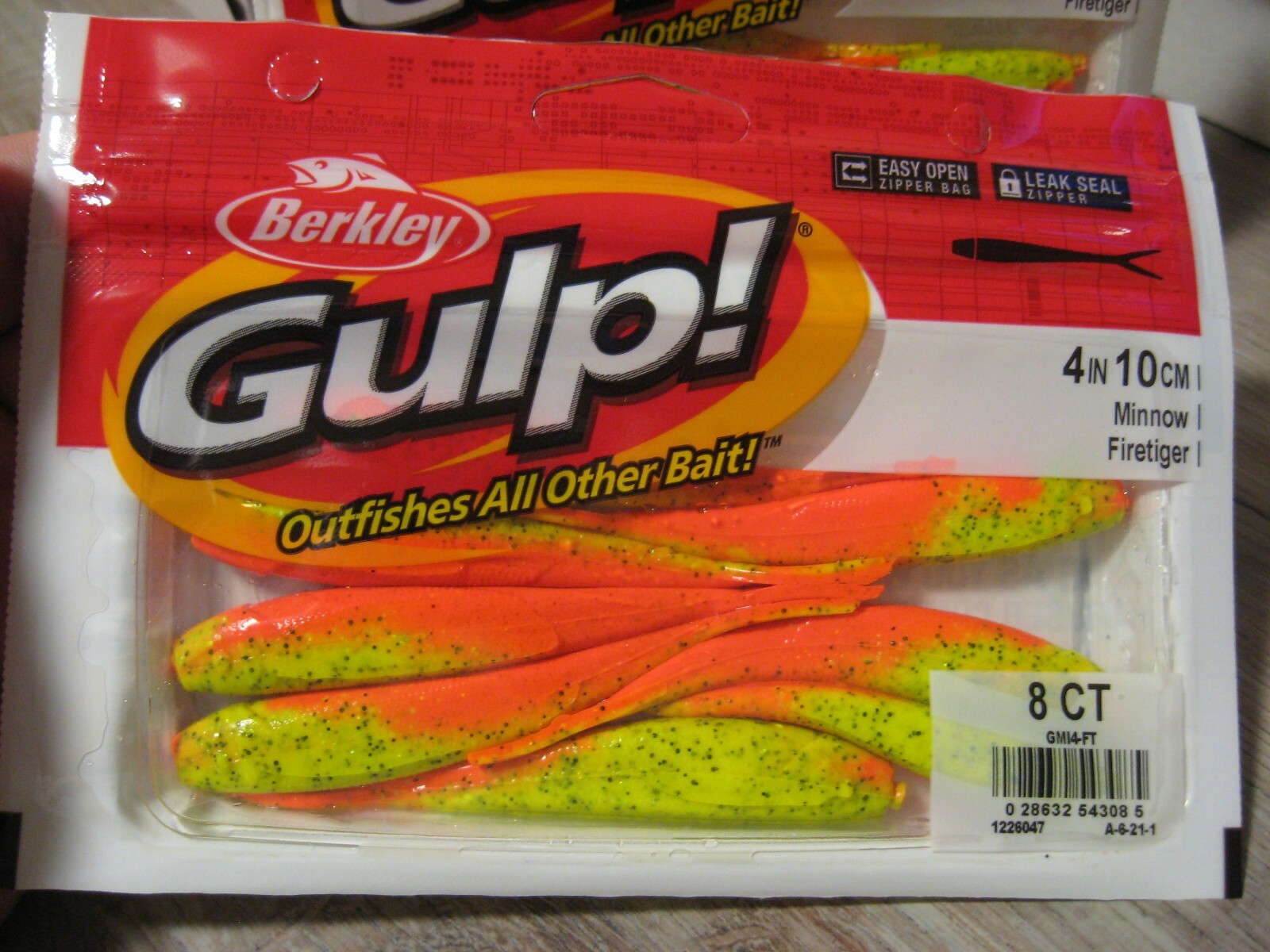 2 Packs Berkley Gulp Fishing Baits 4" Split Tail Minnow FireTiger Fire ...